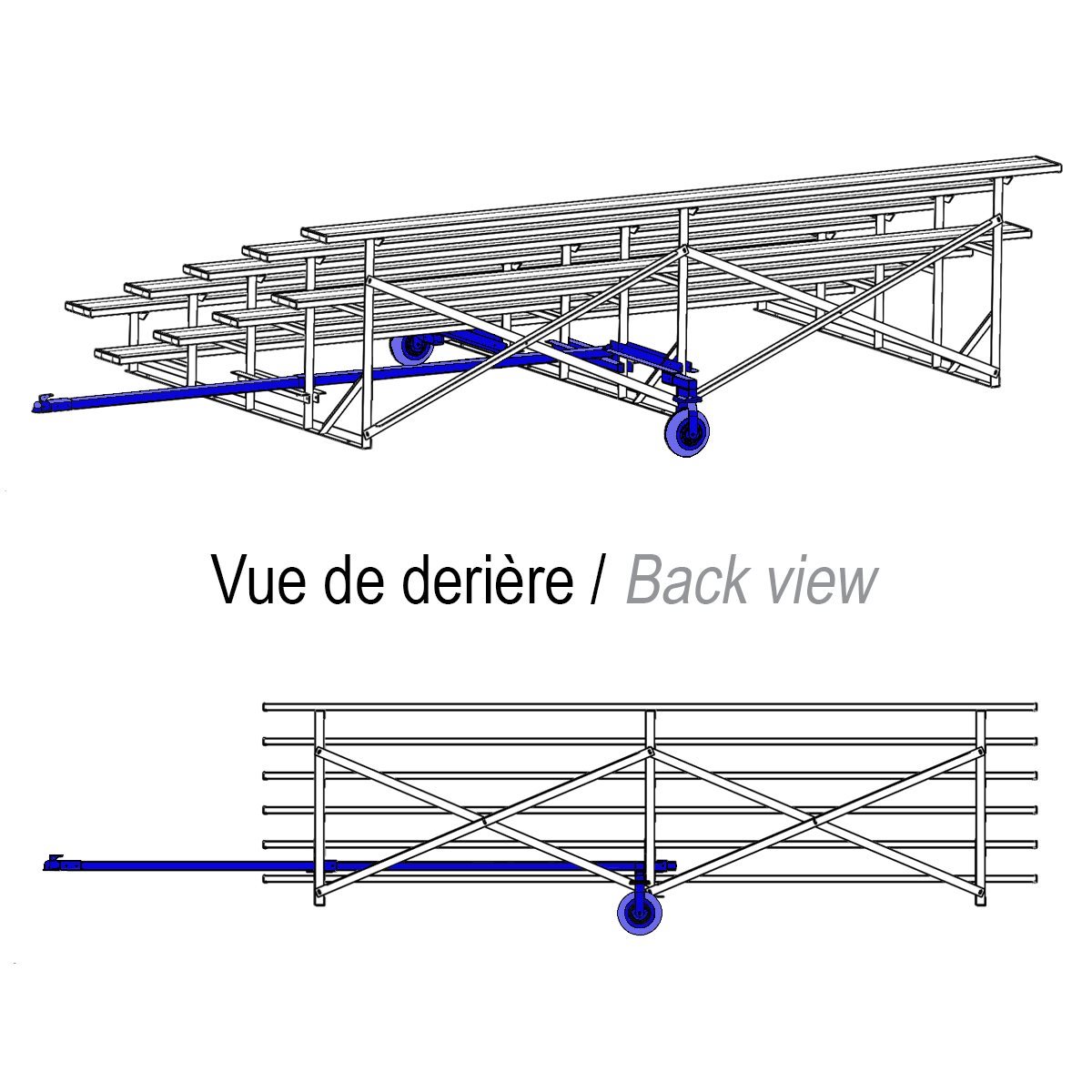 Transporteur de gradin en acier peint